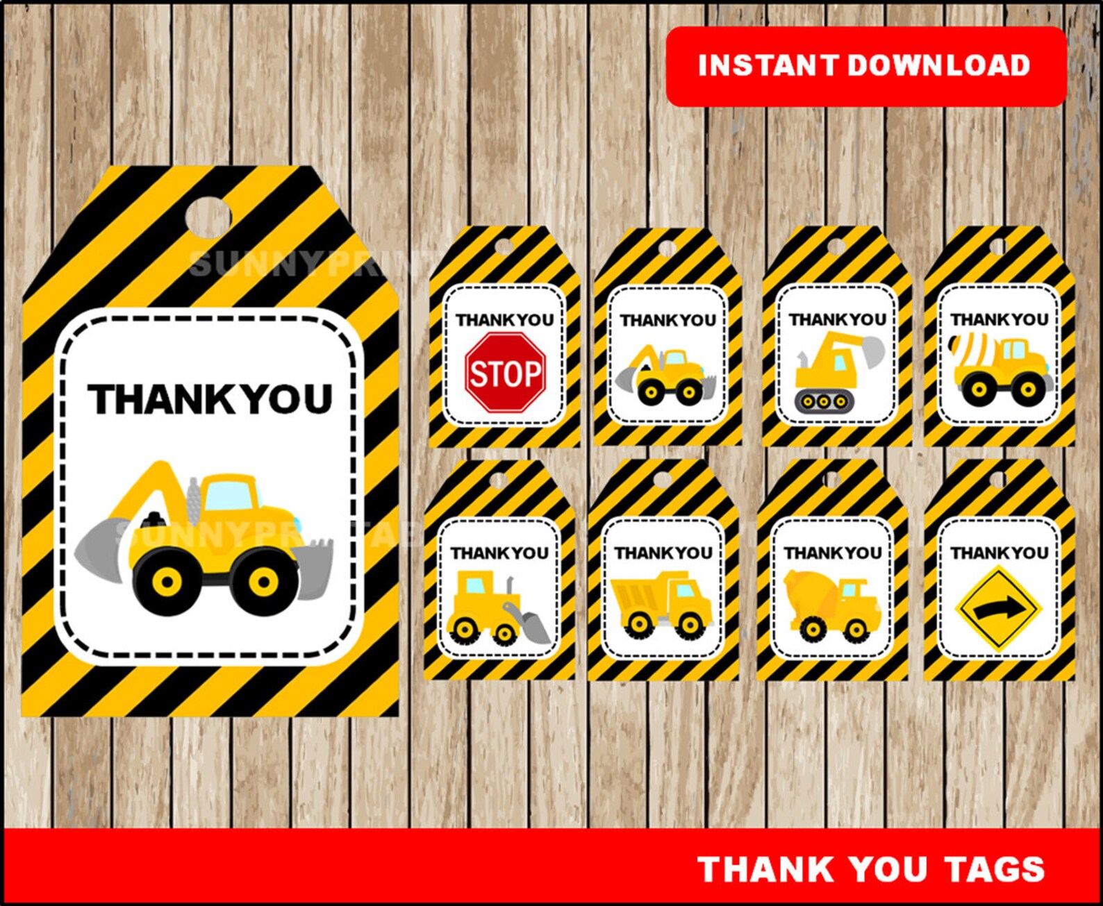 Construction Tags Printable Construction Thank You Tags - Etsy