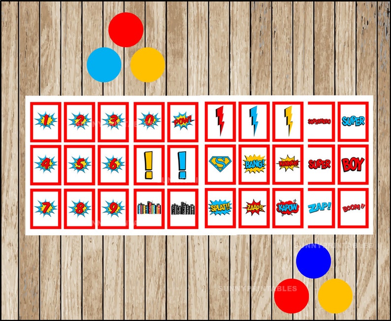 Printable 20 Superhero Bingo Game; Printable Super Hero Bingo Cards ...