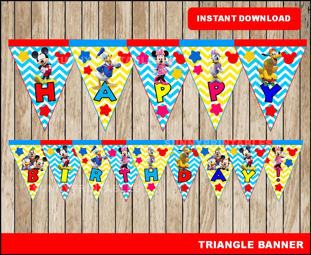 Mickey Mouse Triangle Banner; Printable Mickey Mouse Clubhouse Banner ...