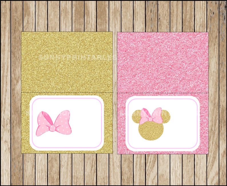 Pink and Gold Minnie Mouse food labels printable Minnie Pink | Etsy