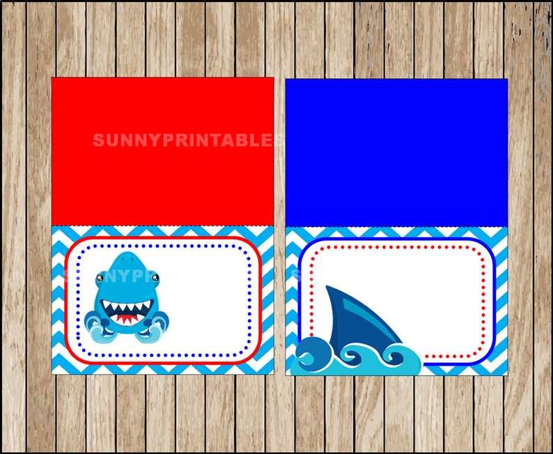 Shark Food Labels; Printable Shark Tent Cards, Shark Party Food Tent ...