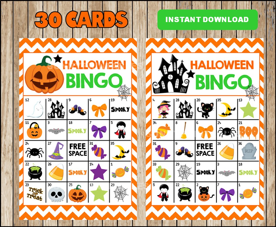 Printable 30 Halloween Bingo Cards; Printable Halloween Bingo Game ...