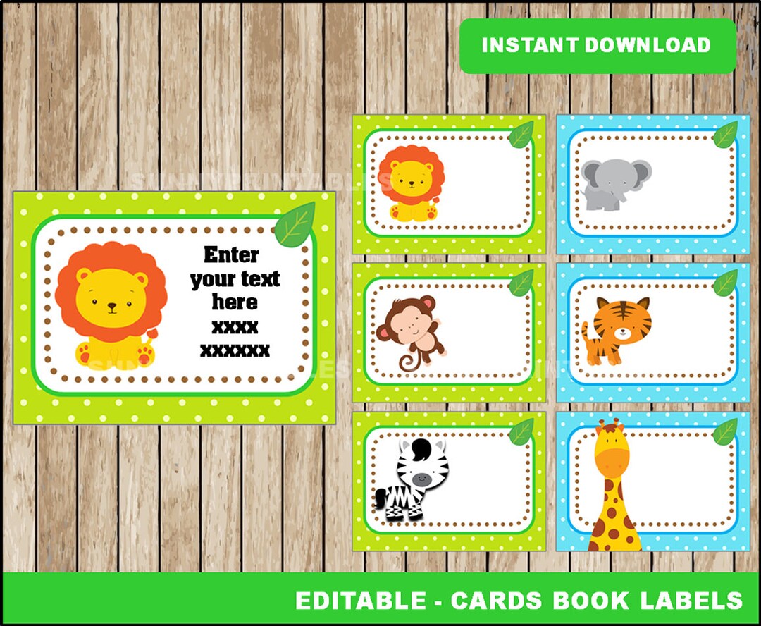 Safari Printable Cards, Tags, Book Labels, Stickers, Kids Cards, Gift ...