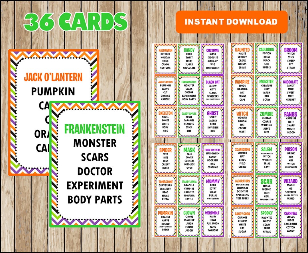 Halloween Taboo, Fun Party Game for Kids, Teens and Adults, Printable ...