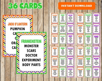 Halloween Taboo Game, Digital Download, Instant Download, Printable ...