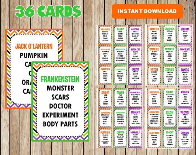 Printable- PDF- Halloween Taboo- Fun Party Game for Kids, Teens, and ...