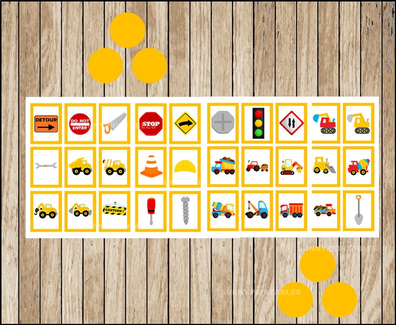 Construction Bingo Game Printable 30 Different Cards | Etsy