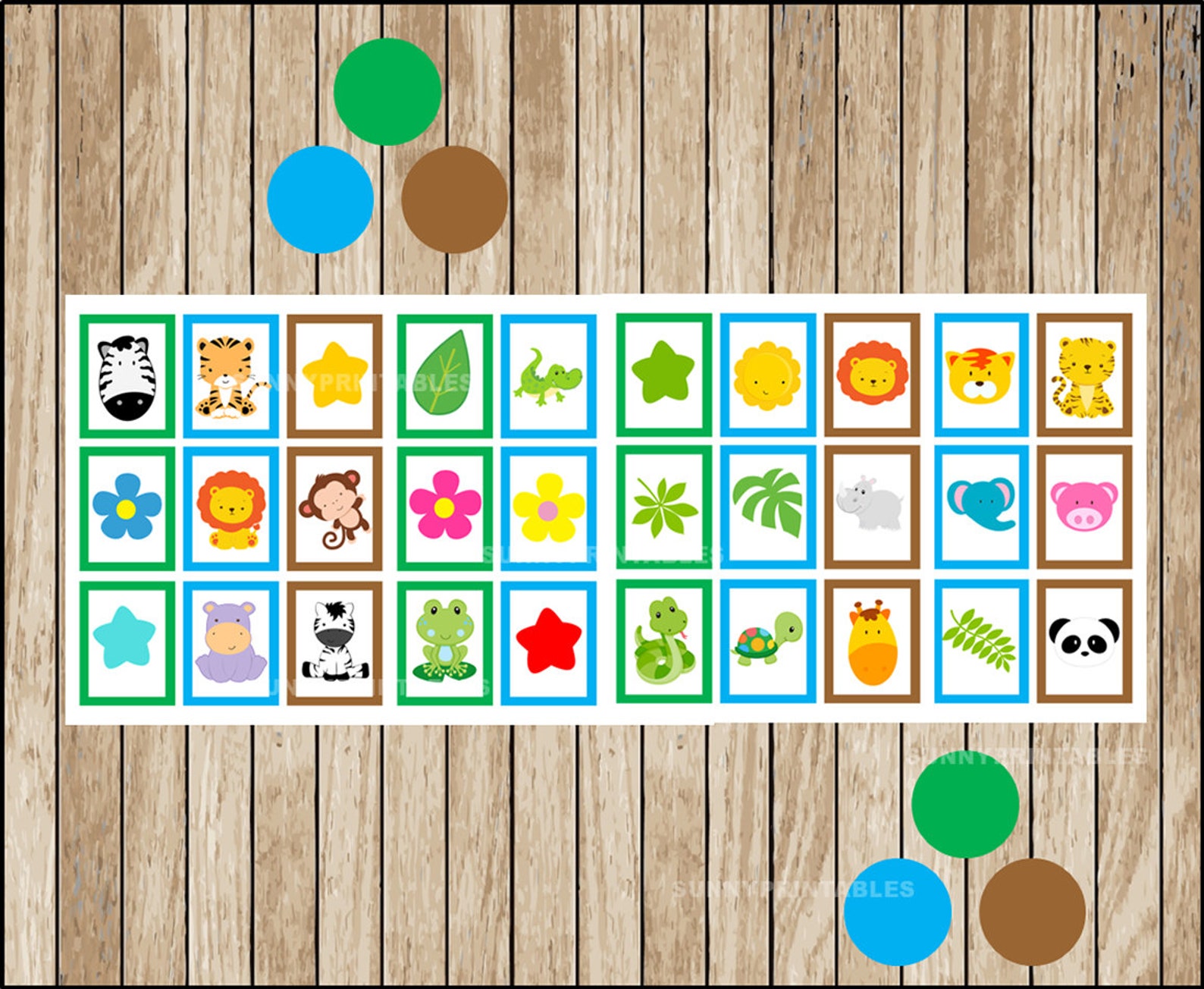 Printable 20 Safari Bingo Cards printable Safari baby shower | Etsy