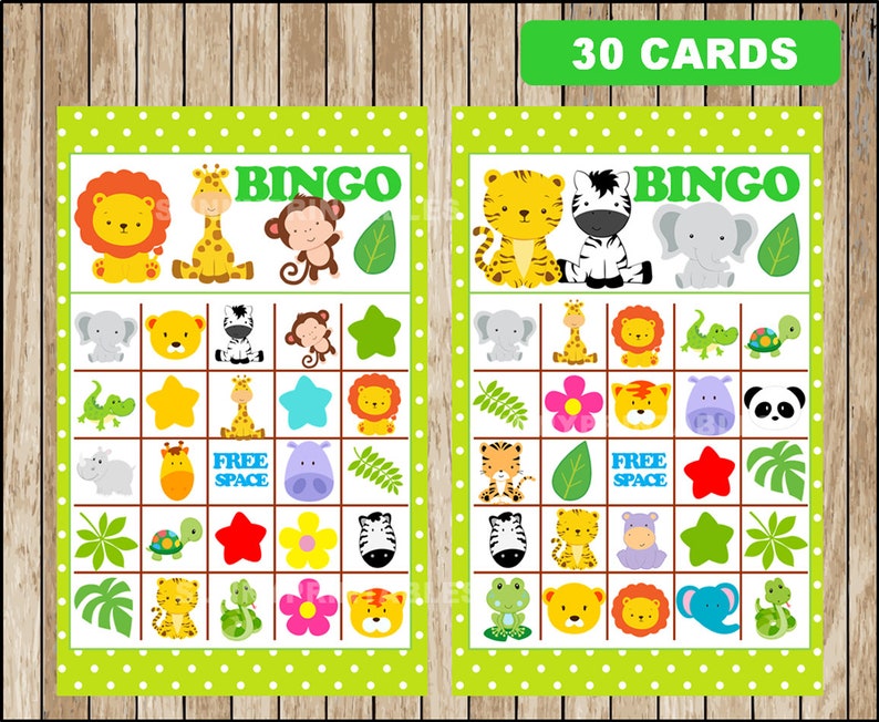 Safari Bingo Game - Printable - 30 Different Cards - Party Game ...