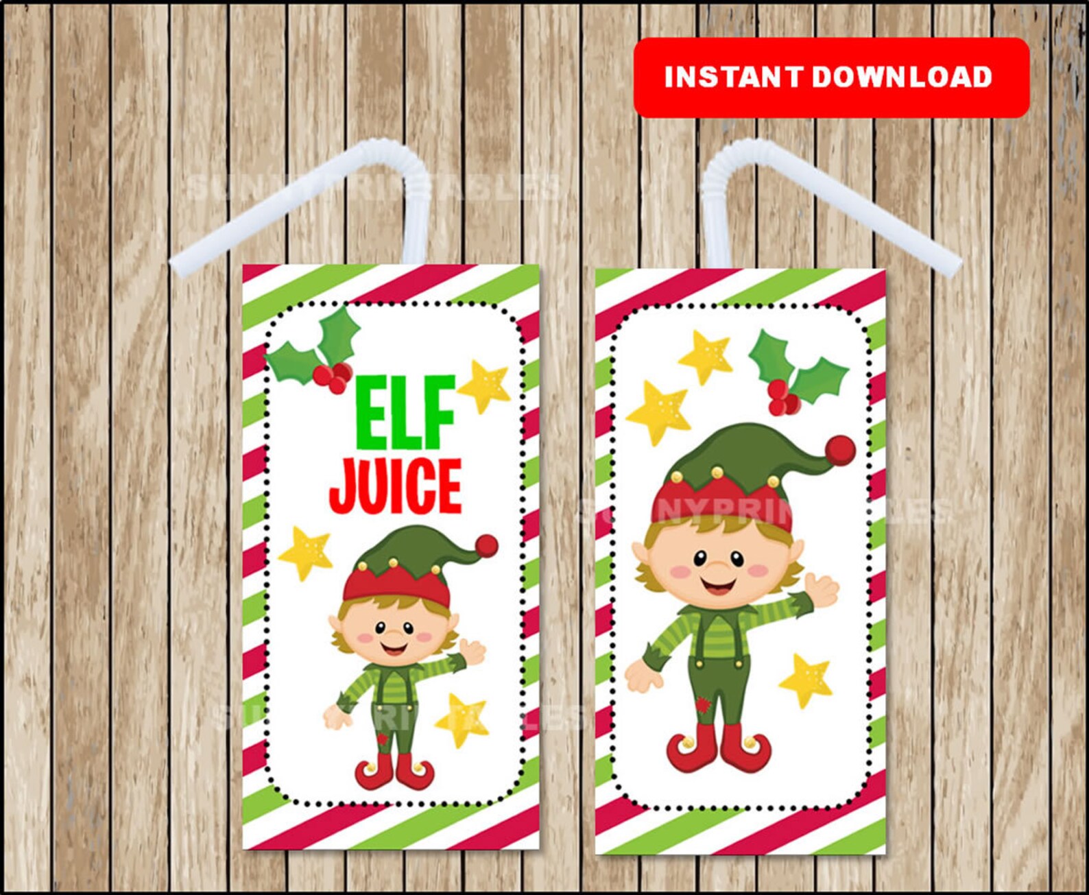 Printable Christmas Holiday Elf Juice Box Wrappers Party Favors Favor ...