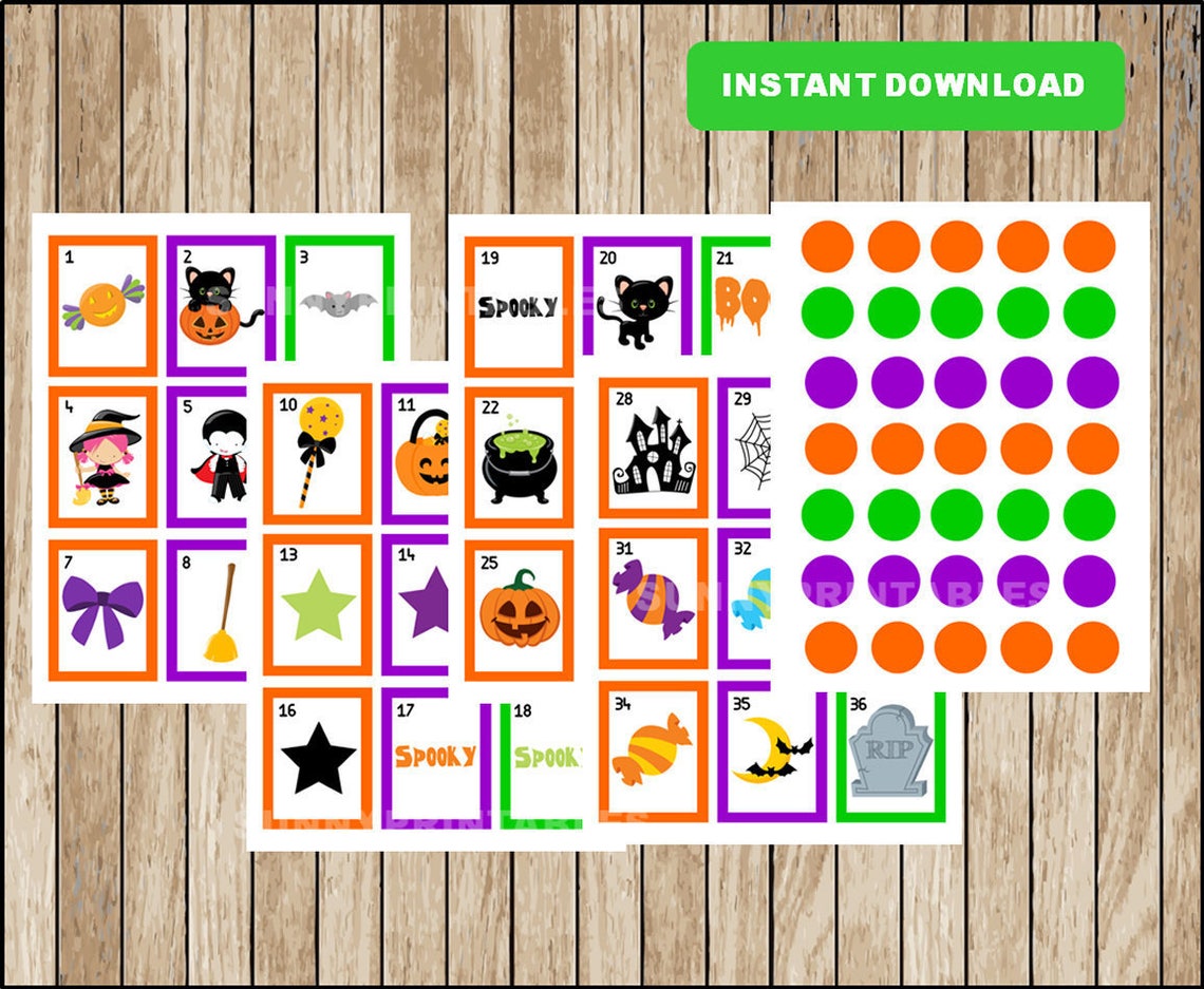 Printable 30 Halloween Bingo Cards; Printable Halloween Bingo Game ...