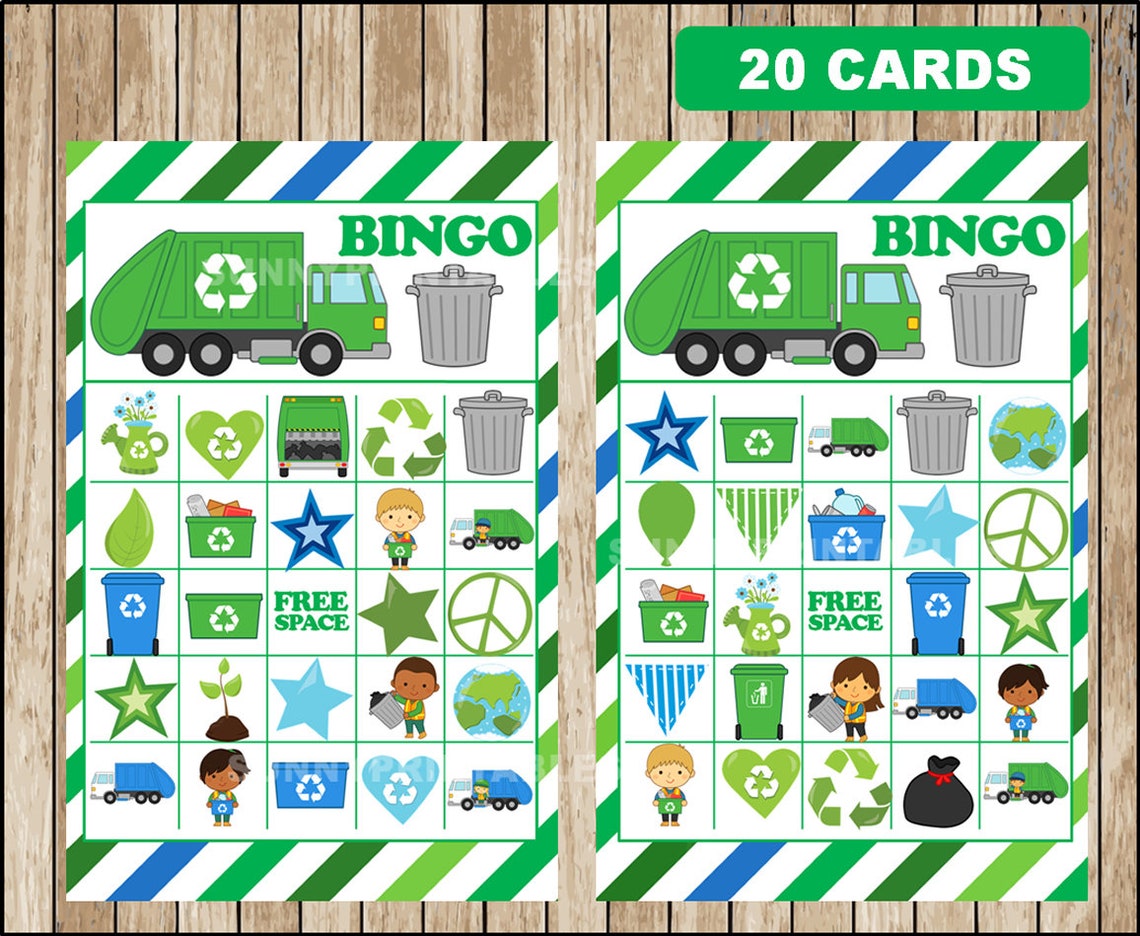 Printable 20 Garbage Truck Bingo Cards Printable Garbage | Etsy