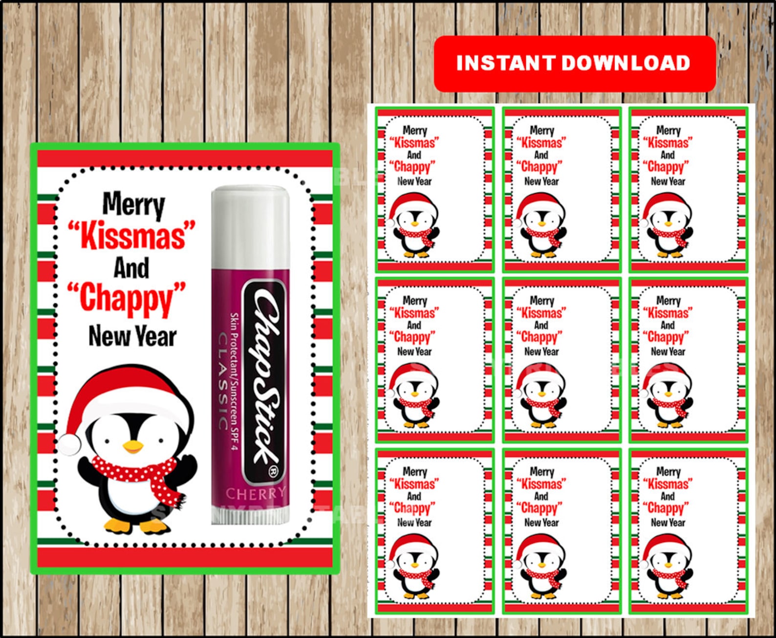 Merry Kissmas Merry Christmas Chappy New Year Gift Tags - Etsy