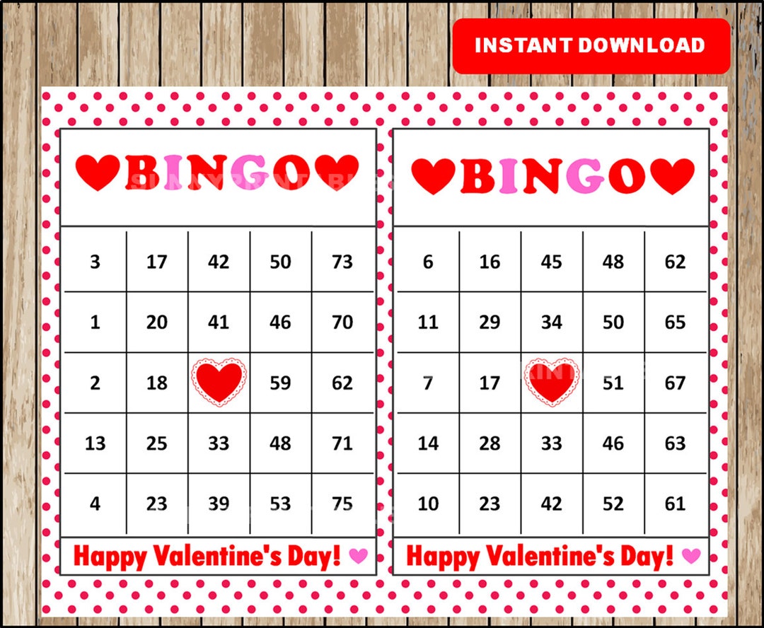 Printable 30 Valentine's Bingo Cards , Printable Valentine Bingo Game ...