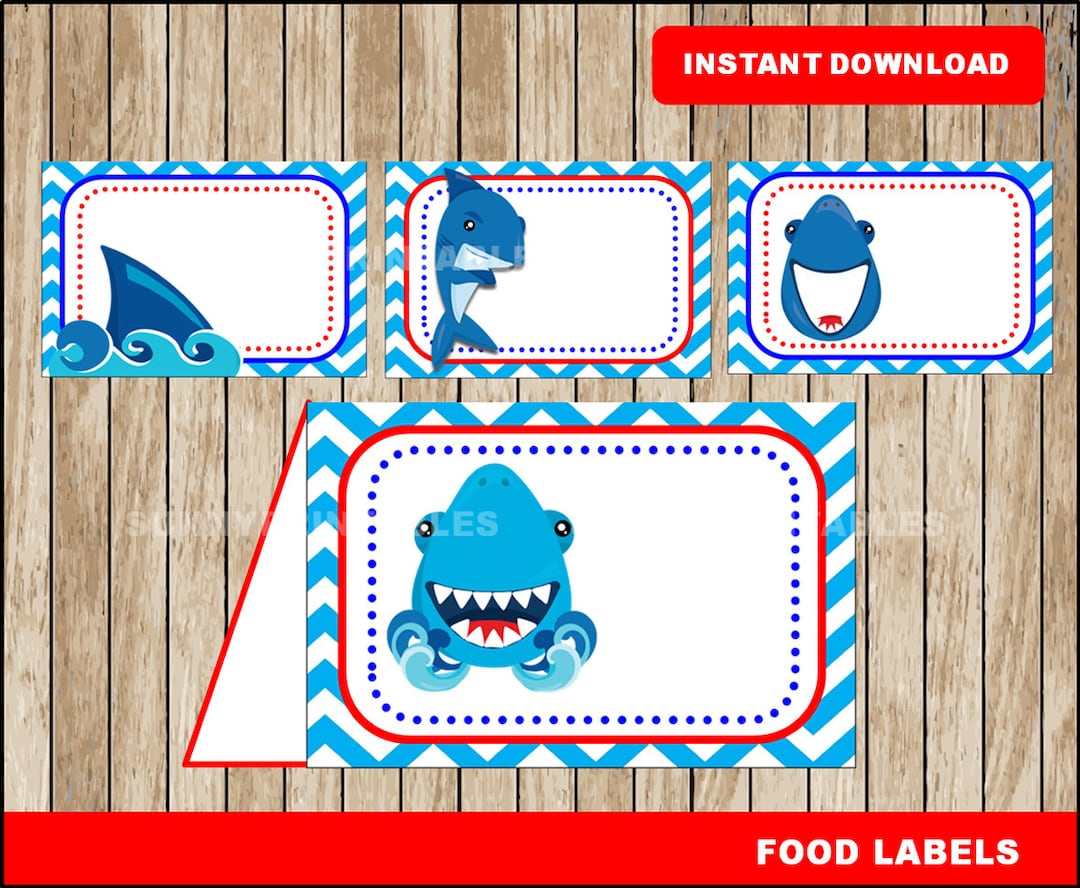 Shark Food Labels; Printable Shark Tent Cards, Shark Party Food Tent ...