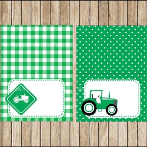 Tractor Food Labels; Printable Green Tractor Tent Cards, Farm Party ...