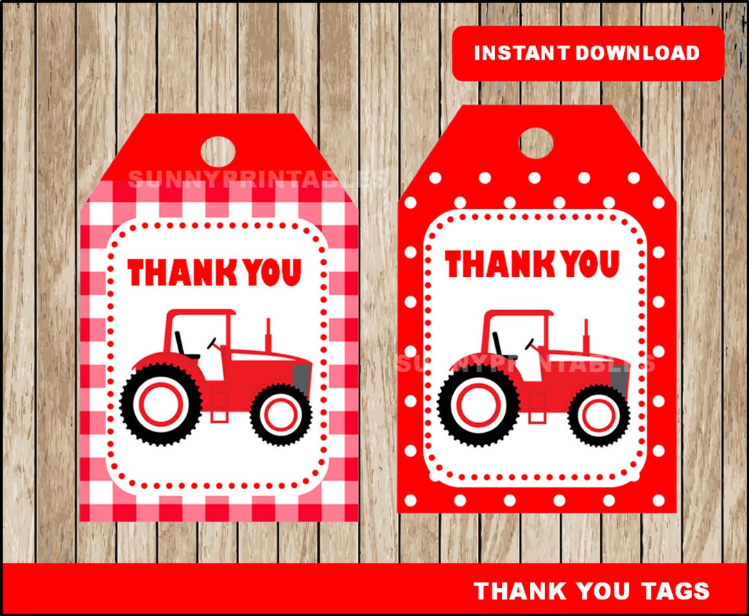 Tractor Tags; Printable Red Tractor Thank You Tags, Tractor Party Tags ...