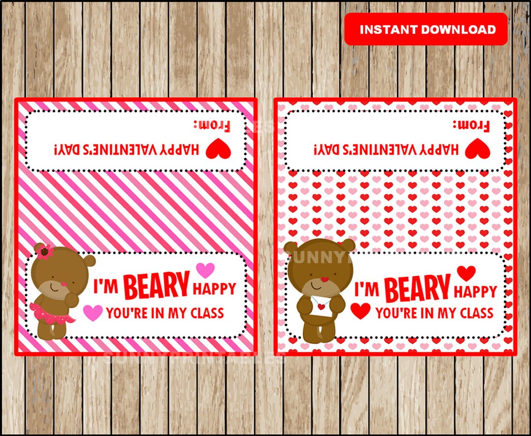 Printable Beary Special Valentine Bag Toppers, Happy Valentine's Day ...