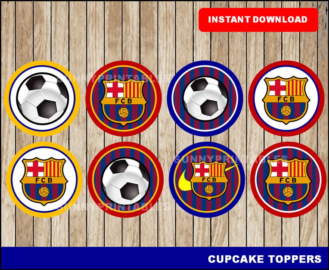 FC Barcelona cupcakes toppers printable FC Barcelona toppers - Etsy México