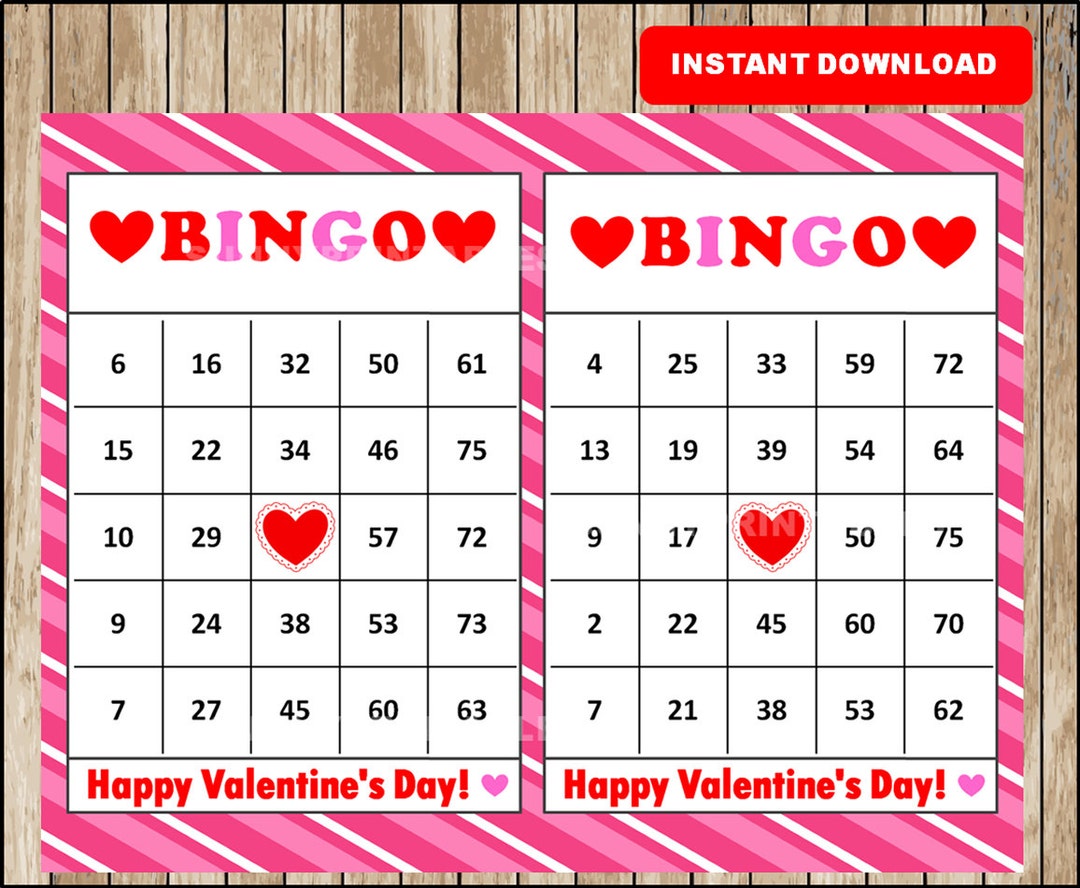 Printable 30 Valentine's Bingo Cards , Printable Valentine Bingo Game ...