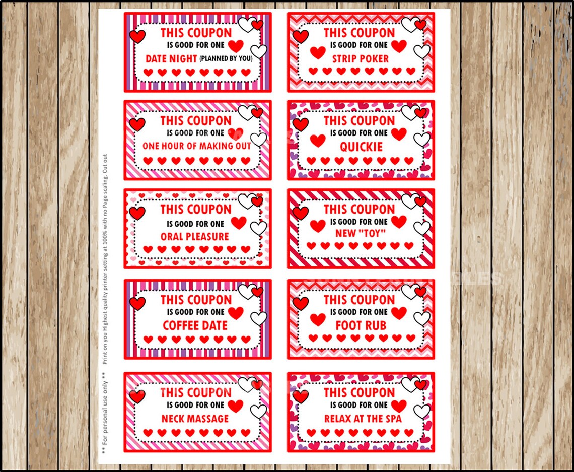 Printable Coupons for Adults 40 Different Cards for Husband - Etsy