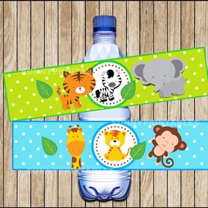 Safari Water Bottle Labels; Printable Safari Baby Shower Water, Safari ...