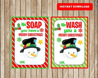 Printable Hand Soap Gift Tags We WASH You Merry Christmas & - Etsy