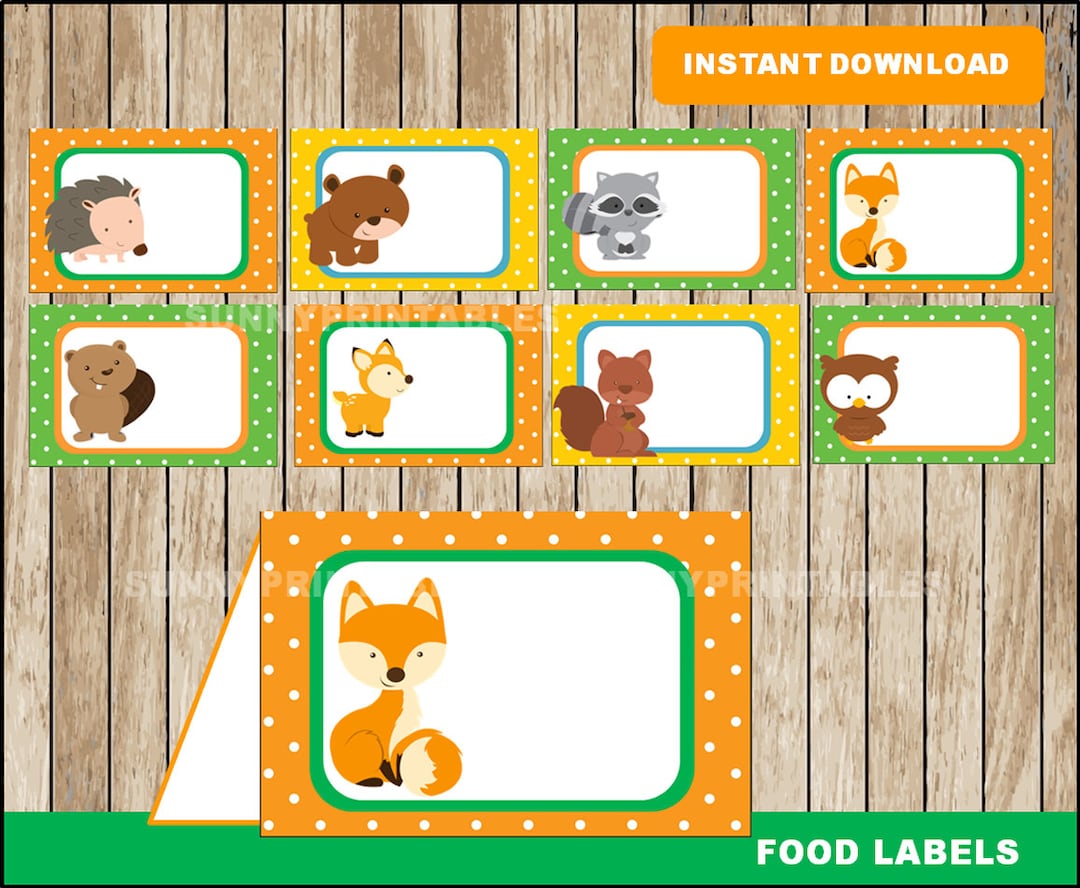 Woodland Food Labels; Printable Woodland Tent Cards, Woodland Party ...