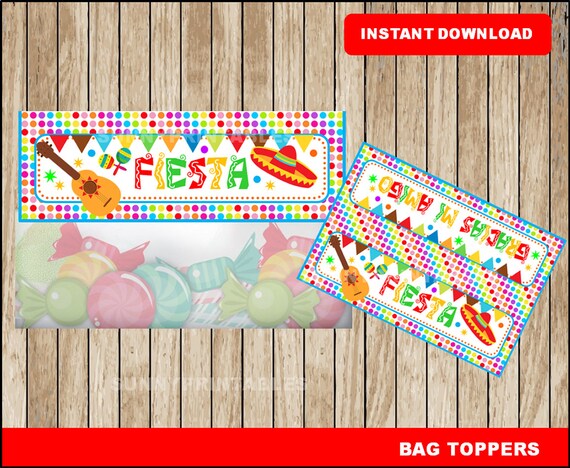Mexican Fiesta Bags Toppers Printable Mexican Fiesta Treat | Etsy