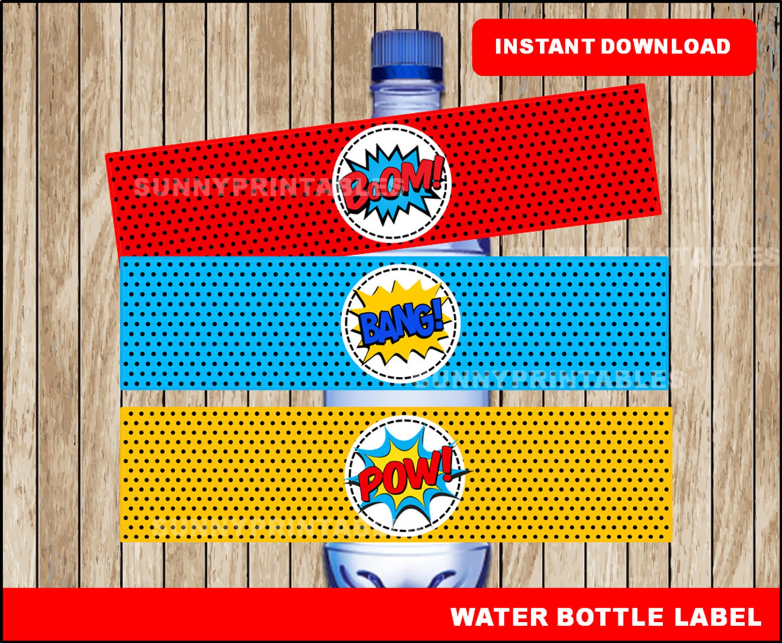 Superhero Water Bottle Labels Printable Super Hero Water | Etsy