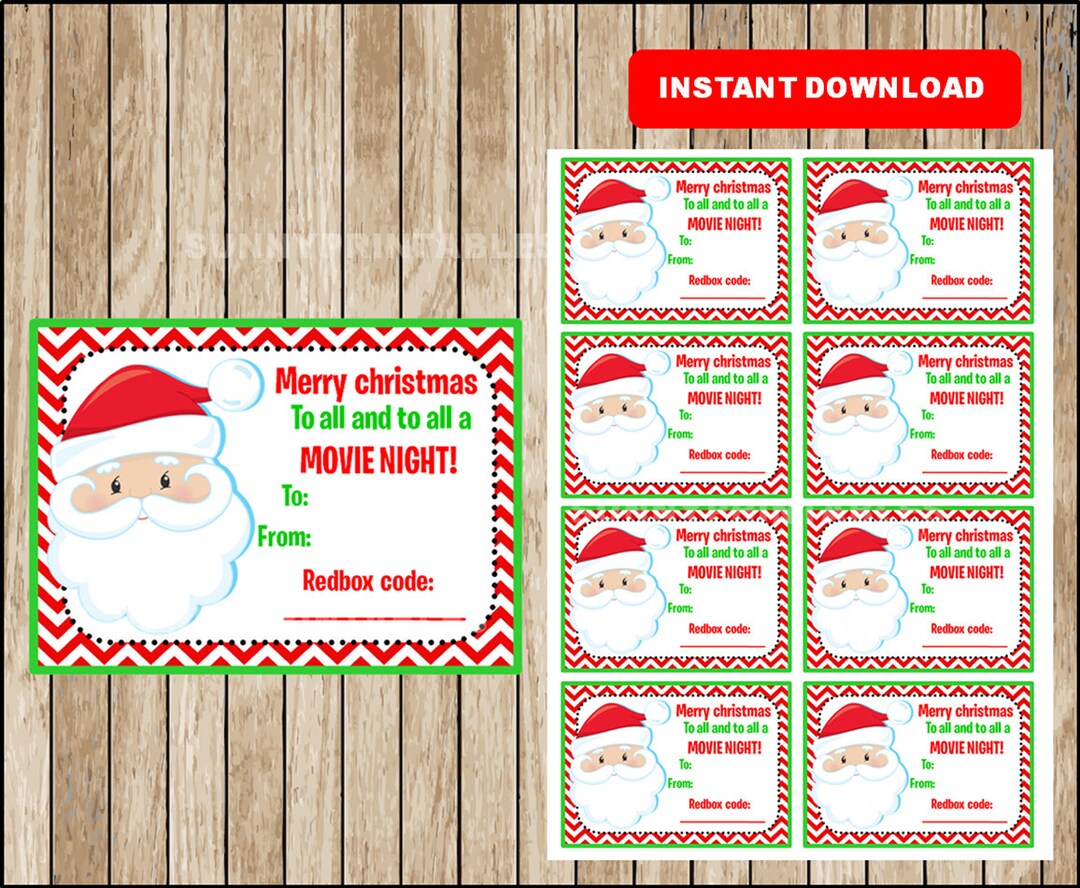 Printable Movie Night Gift Tag - Instant Download - Merry Christmas to ...