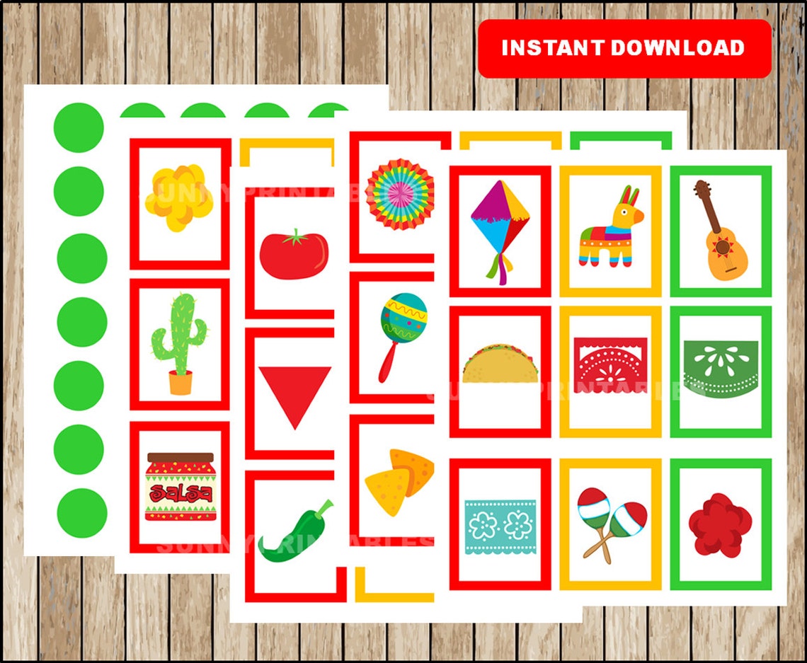 Mexican Fiesta Bingo 30 Cards, Printable Mexican Fiesta Bingo Game ...