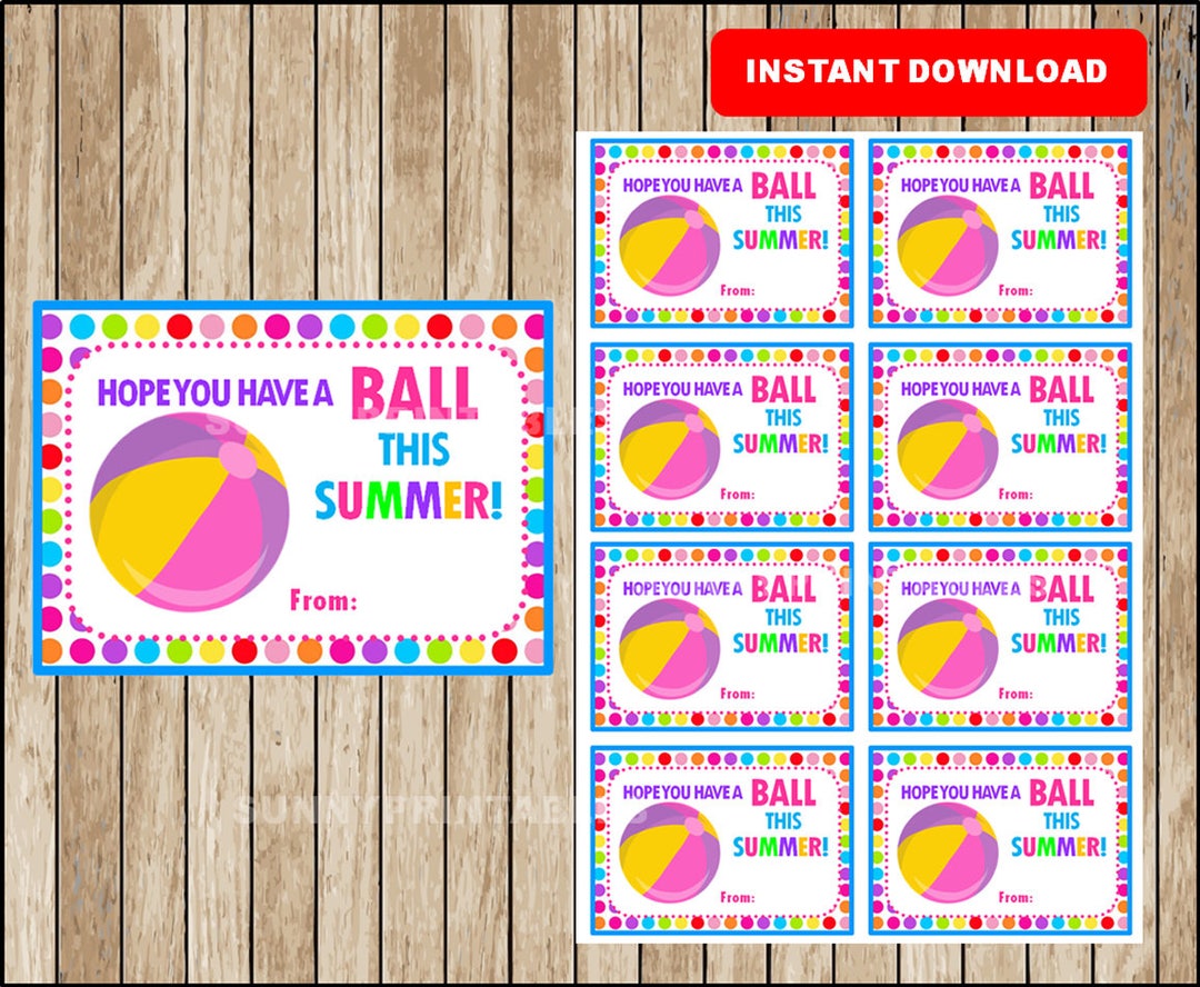 Printable Beach BALL End of School Cards Funny Friend Gift - Etsy