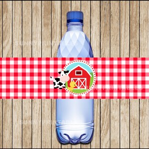 Farm Water Bottle Labels; Printable Farm Bottle Labels, Farm Party ...