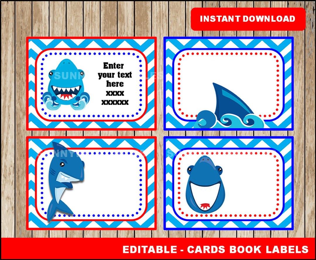 Shark School Label - Name Label - Name Tag Sticker - Back to School ...