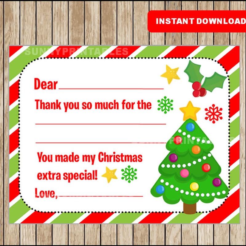 Christmas Fill in the Blank Thank You - Etsy