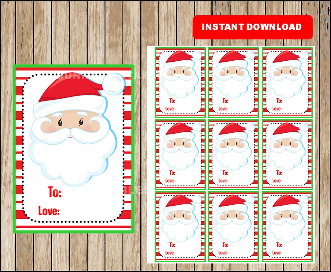 Santa Claus Gift Tags - Printable Christmas Tags - Instant Download - Etsy