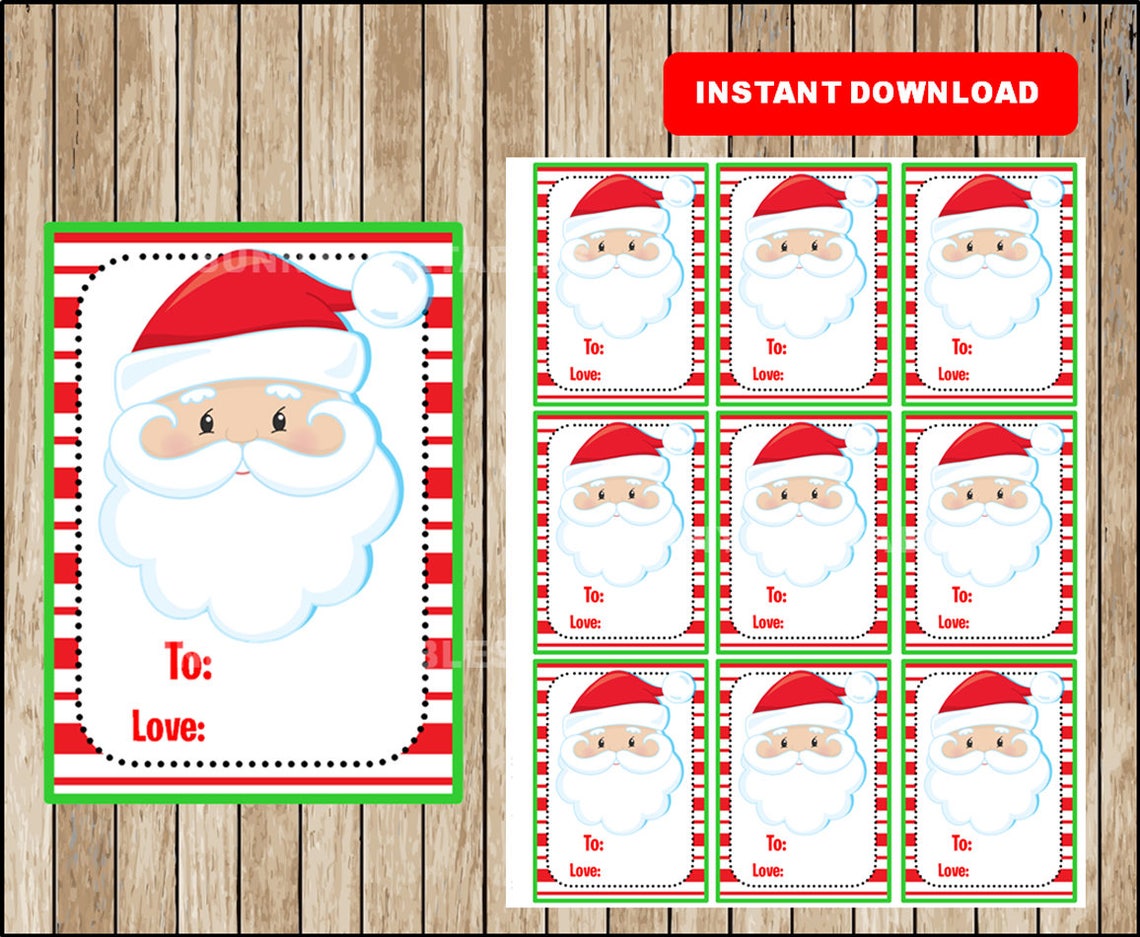 Santa Claus Gift Tags Printable Christmas Tags Instant | Etsy