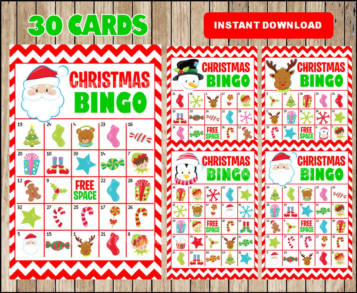 30 Free Printable Christmas Bingo Cards