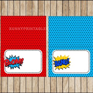 Superhero Food Labels; Printable Super Hero Tent Cards, Superhero Party ...