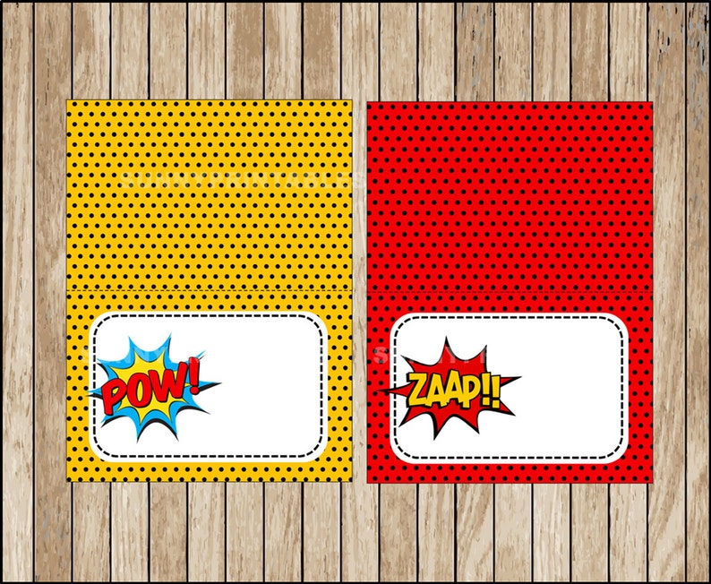 Superhero Food Labels Printable Super Hero Tent Cards | Etsy