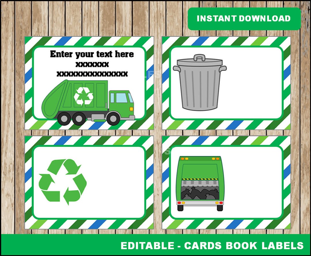 Garbage Truck School Label - Name Label - Name Tag Sticker - Back to ...