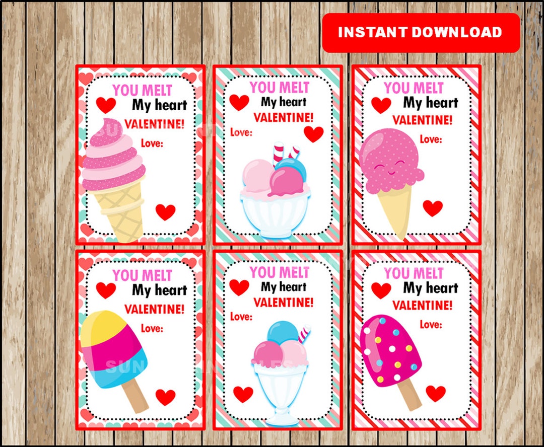 Printable Ice Cream Valentine's Cards , Valentine's Day Cards ...