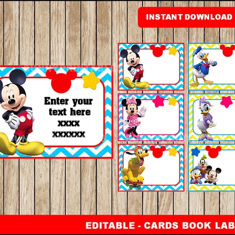 Mickey Mouse Name Tags - Etsy