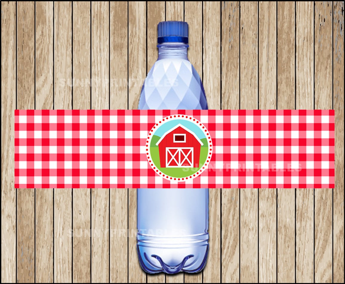 Farm Water Bottle Labels; Printable Farm Bottle Labels, Farm Party ...
