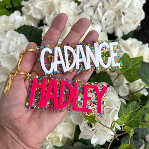 Personalized Acrylic Name Keychain: Polka Dot Backpack Tag - Etsy
