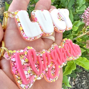 Personalized Acrylic Name Keychain: Polka Dot Backpack Tag - Etsy