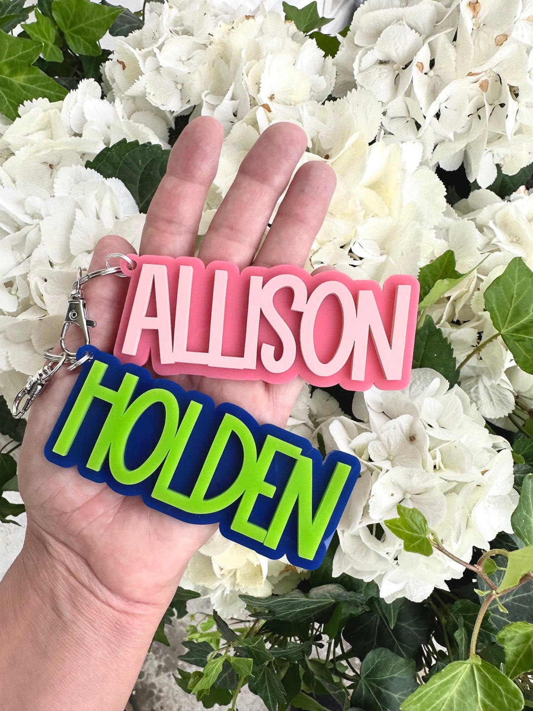 Name Keychain, Acrylic Tag, Personalized Name Clip, Backpack Keychain ...