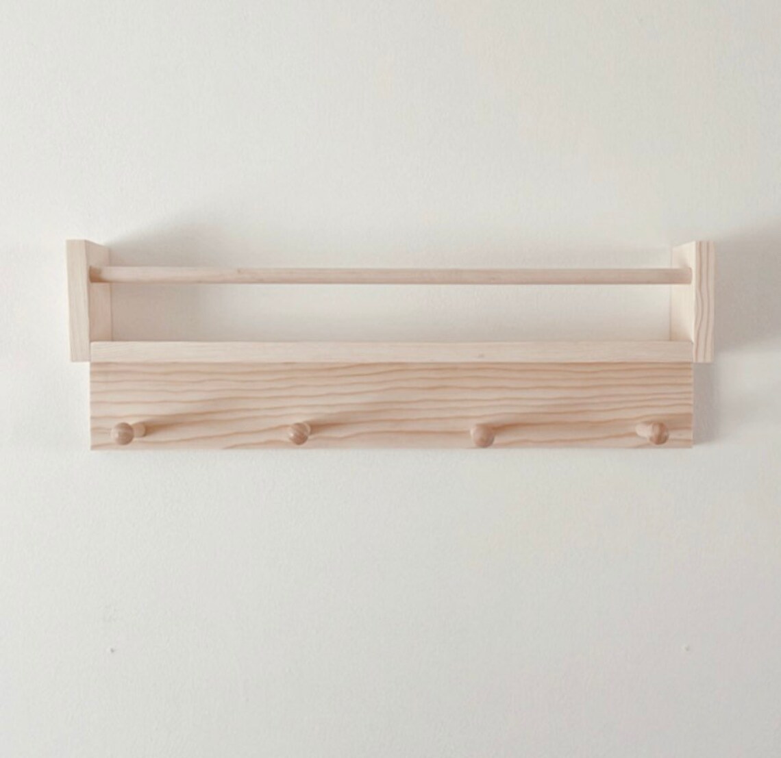 Nursery Bookshelf With Pegs. Single Book Ledge. Hanger. Hooks. - Etsy