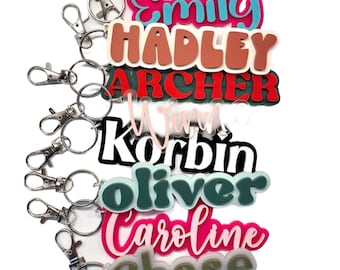 Personalized Acrylic Name Keychain: Polka Dot Backpack Tag - Etsy